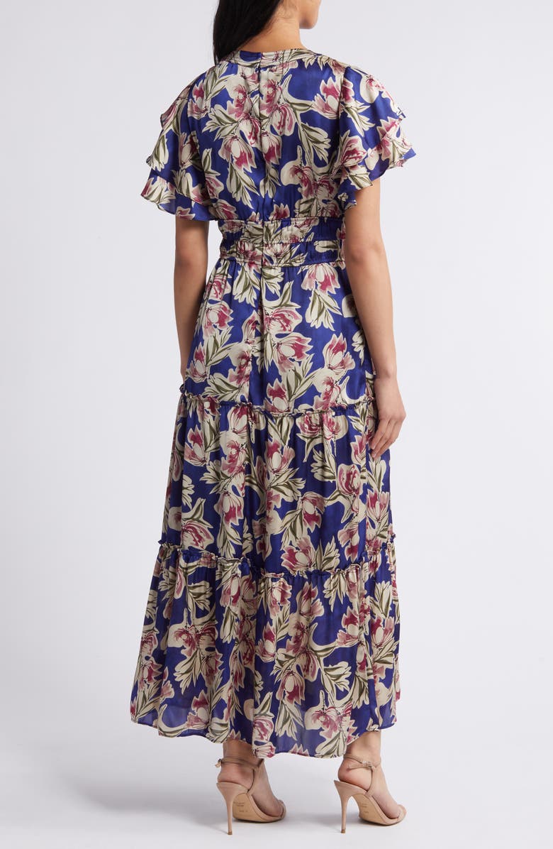 Julia Jordan Orchid Print Flutter Sleeve Satin Dress | Nordstromrack