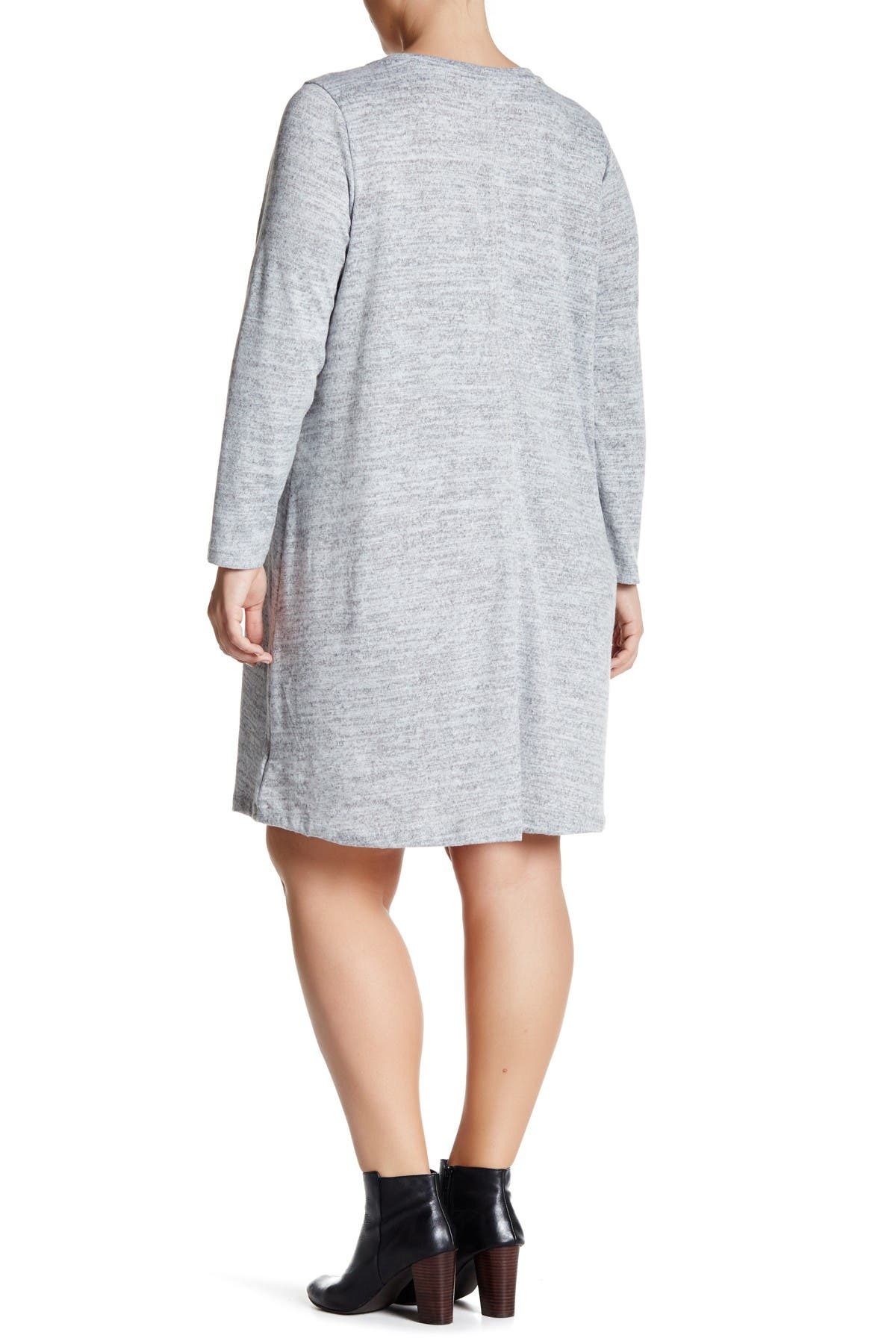 Bobeau Long Sleeve Crew Neck Swing Dress | Nordstromrack