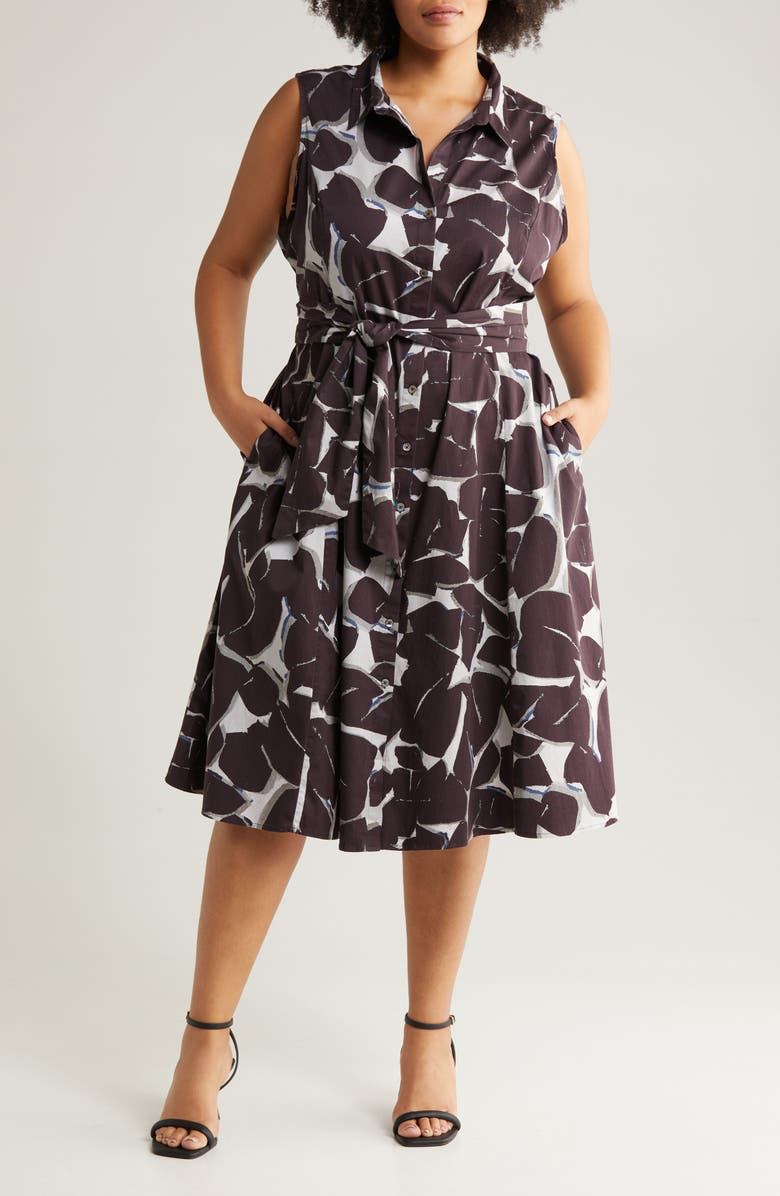 NIC+ZOE Bold Petals Sleeveless Shirtdress | Nordstrom
