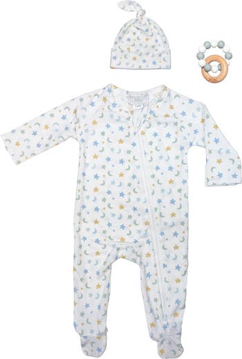 Toby Moon & Stars Footie, Cap & Teether Set | Nordstromrack