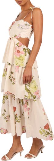 Petal & Pup Adelaide Scallop Cutout Tie Strap Maxi Dress Petal & Pup Adelaide Scallop Cutout Tie Strap Maxi Dress