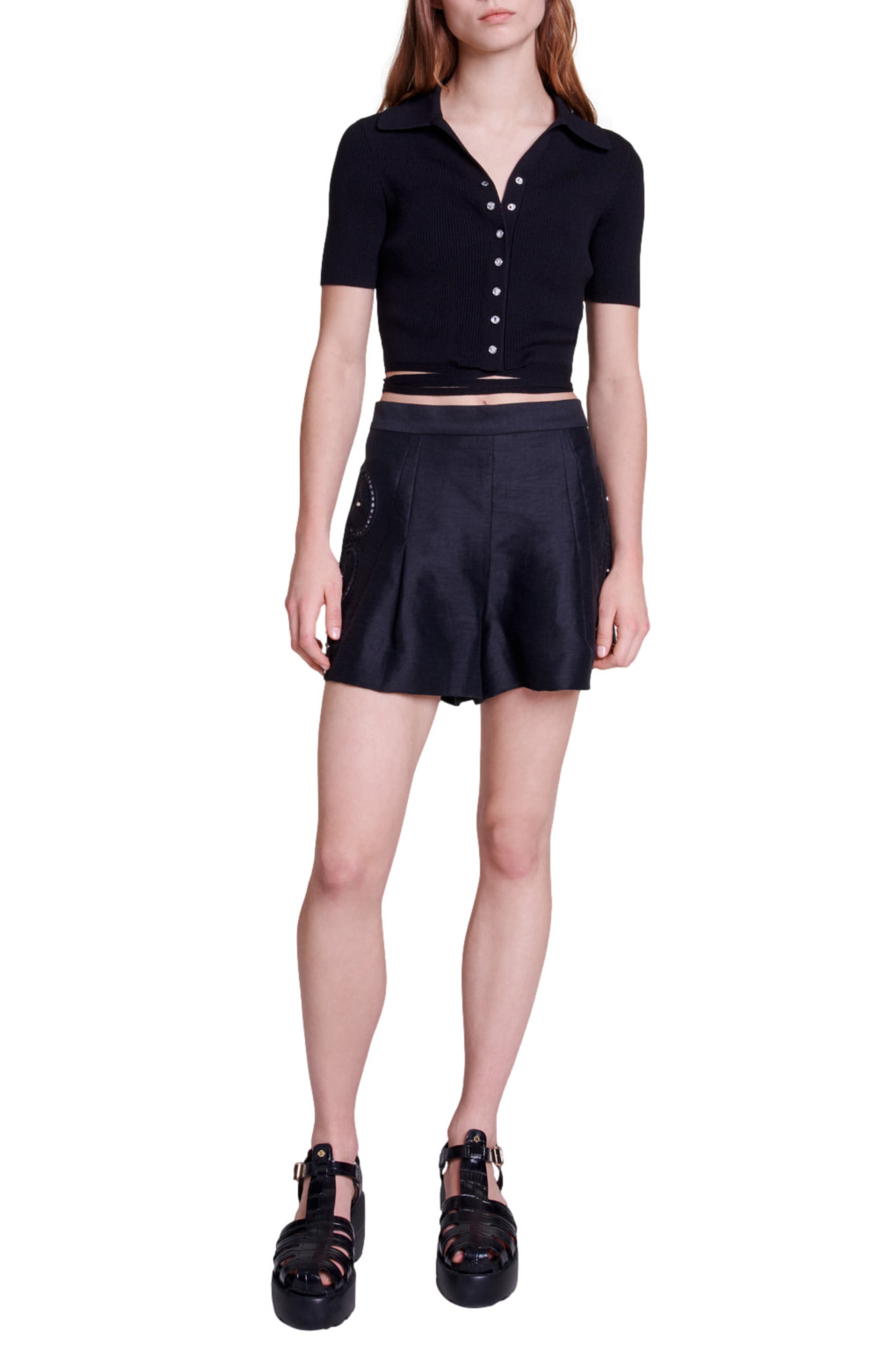 maje Clint Embroidered Shorts | Nordstromrack