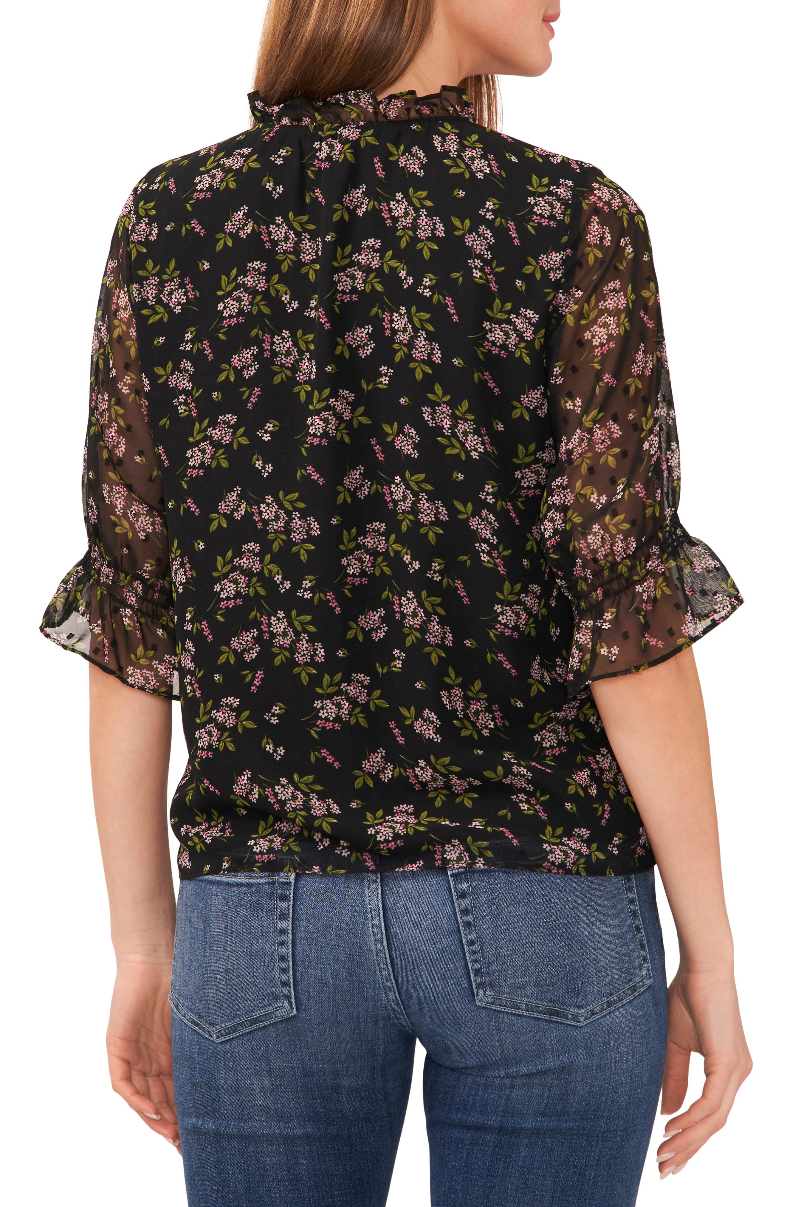 CeCe Print Clip Dot Blouse | Nordstrom