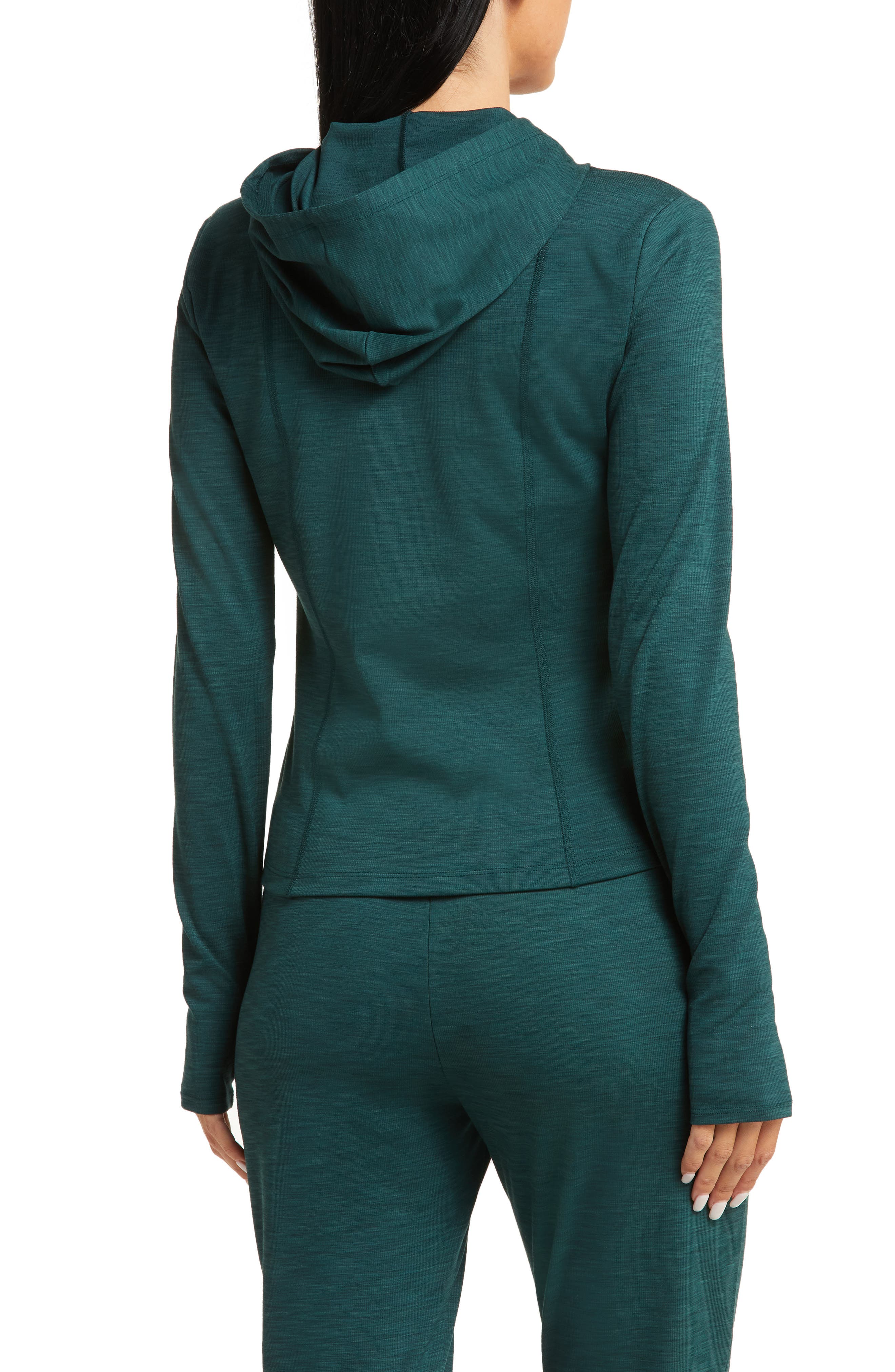 Beyond Yoga Heather Rib Zip-Up Hooded Jacket | Nordstromrack