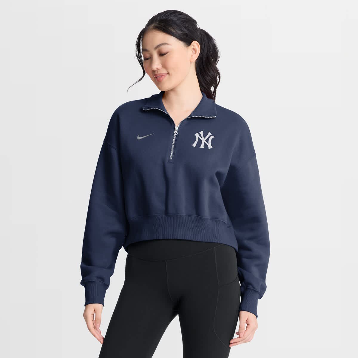 Nike Women's Nike Navy New York Yankees Primetime Phoenix Fleece Half ...