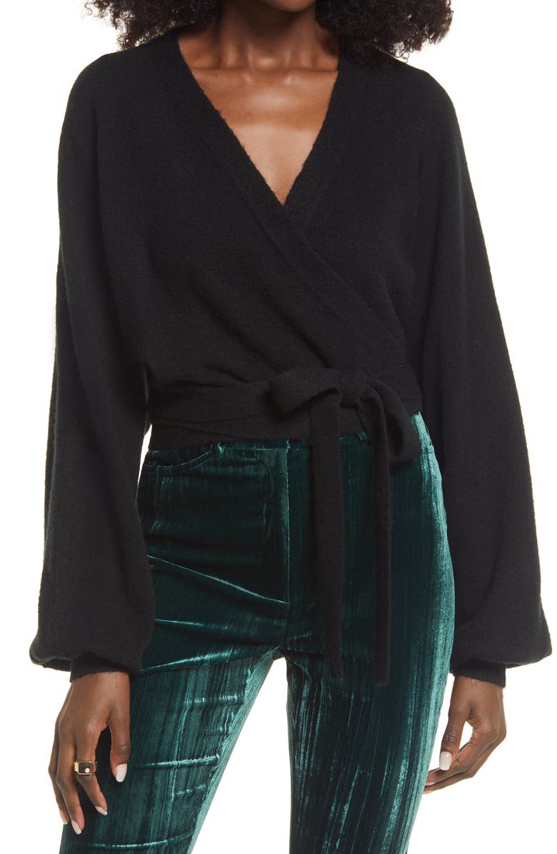Open Edit Wrap Front Sweater | Nordstrom