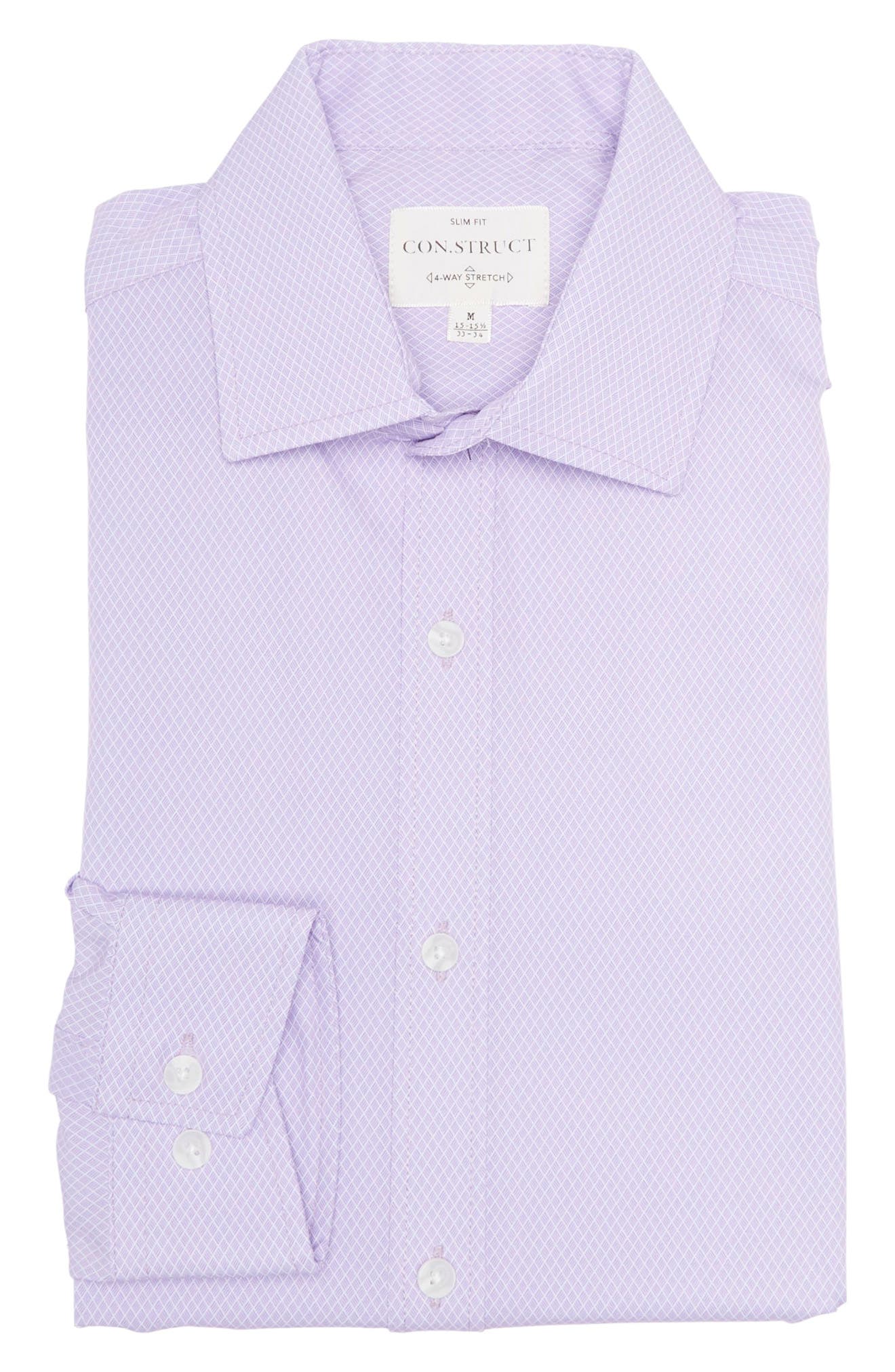 CONSTRUCT Slim Fit Lilac Textured Diamond Geo Wrinkle-Free Stretch ...