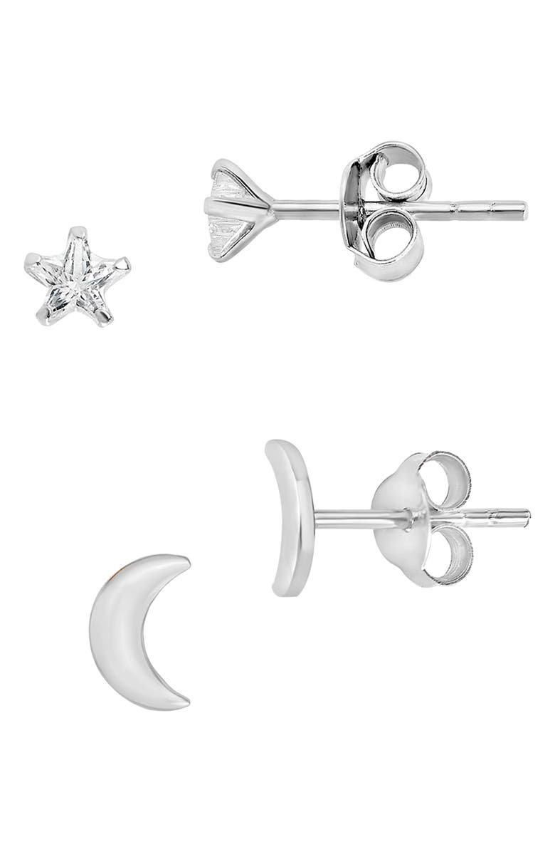Sterling Forever Set of 2 Crescent & Star Stud Earrings | Nordstromrack