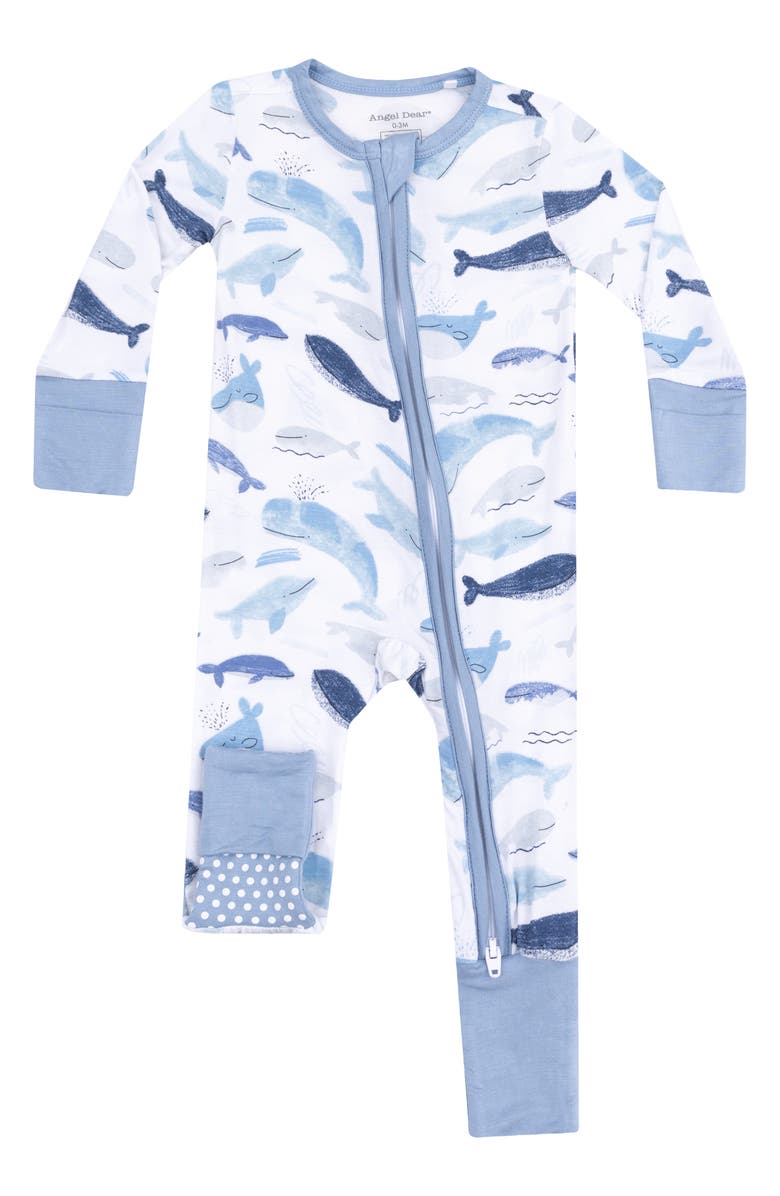 Angel Dear Blue Whales Convertible Zip Romper | Nordstrom