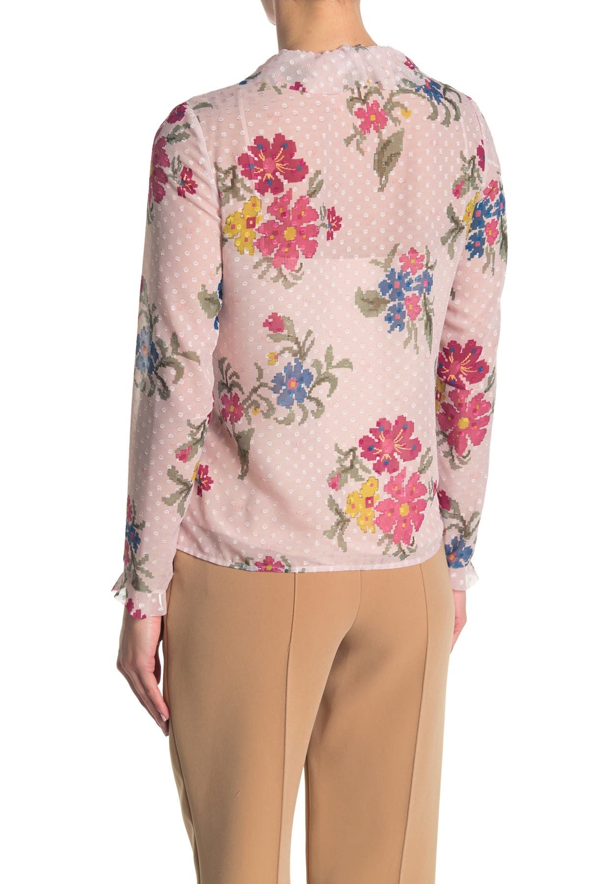 RED Valentino Floral Print Tie Neck Blouse | Nordstromrack