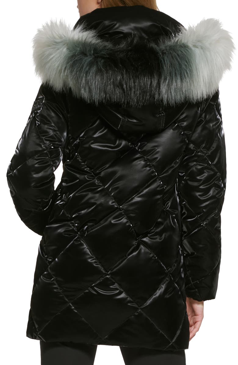 KARL LAGERFELD PARIS Faux Fur Trim Down & Feather Puffer Jacket | Nordstrom