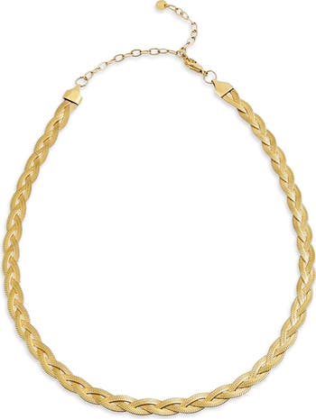 SAVVY CIE JEWELS Braided Herringbone Chain Necklace | Nordstromrack