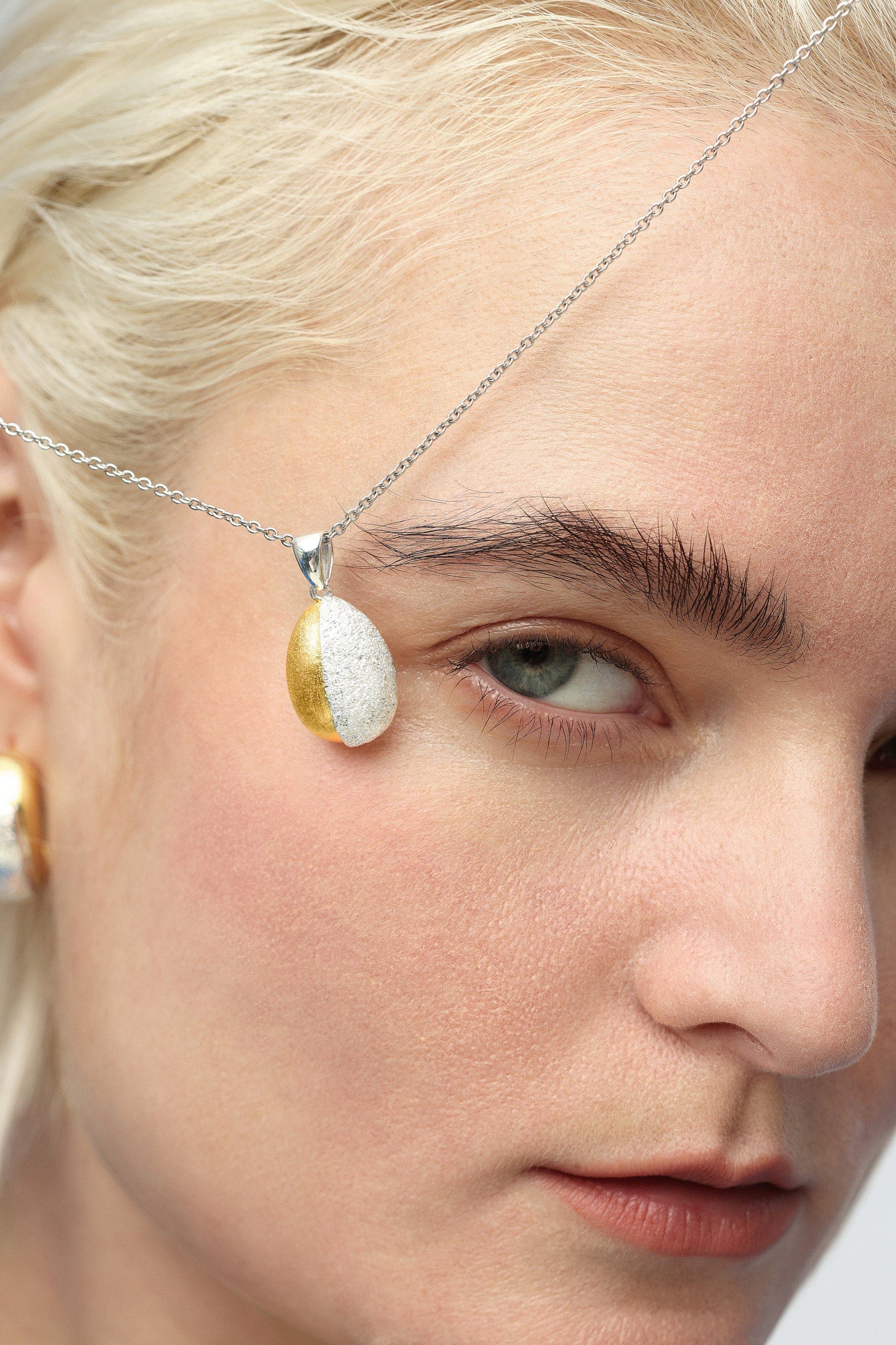 Classicharms Frosted and Matted Texture Two Tone Pendant Necklace ...