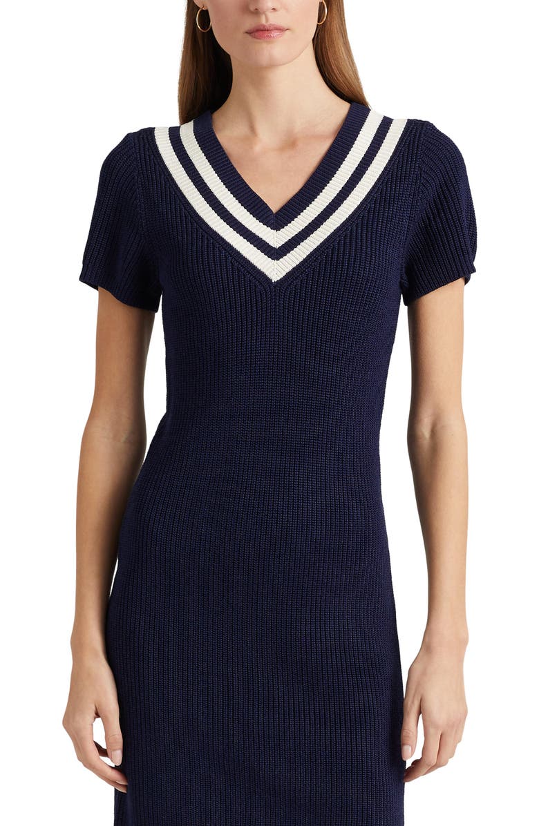 Lauren Ralph Lauren Varsity Stripe Short Sleeve Sweater Dress ...