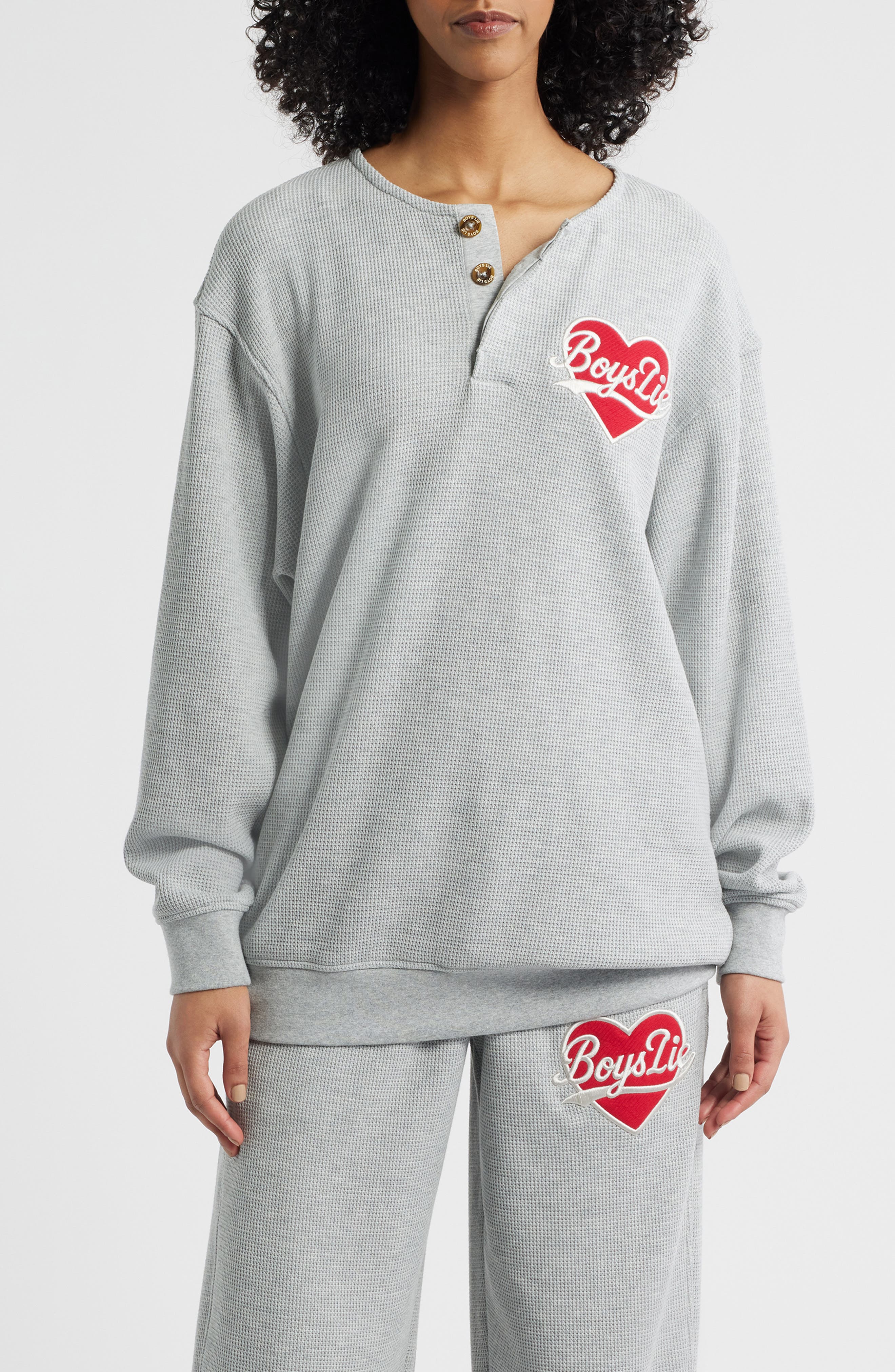 BOYS LIE Signature Thermal Crewneck Sweatshirt | Nordstrom