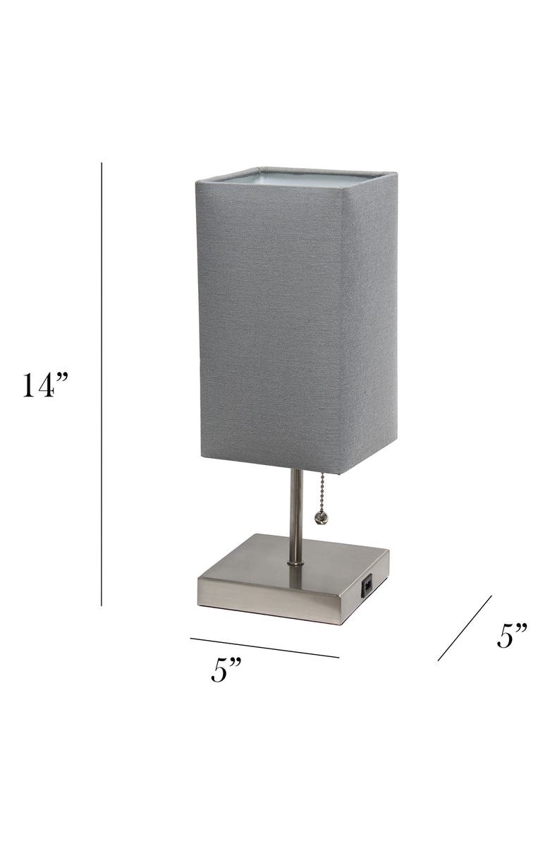 LALIA HOME Petite Stick Lamp with USB Charging Port and Fabric Shade ...