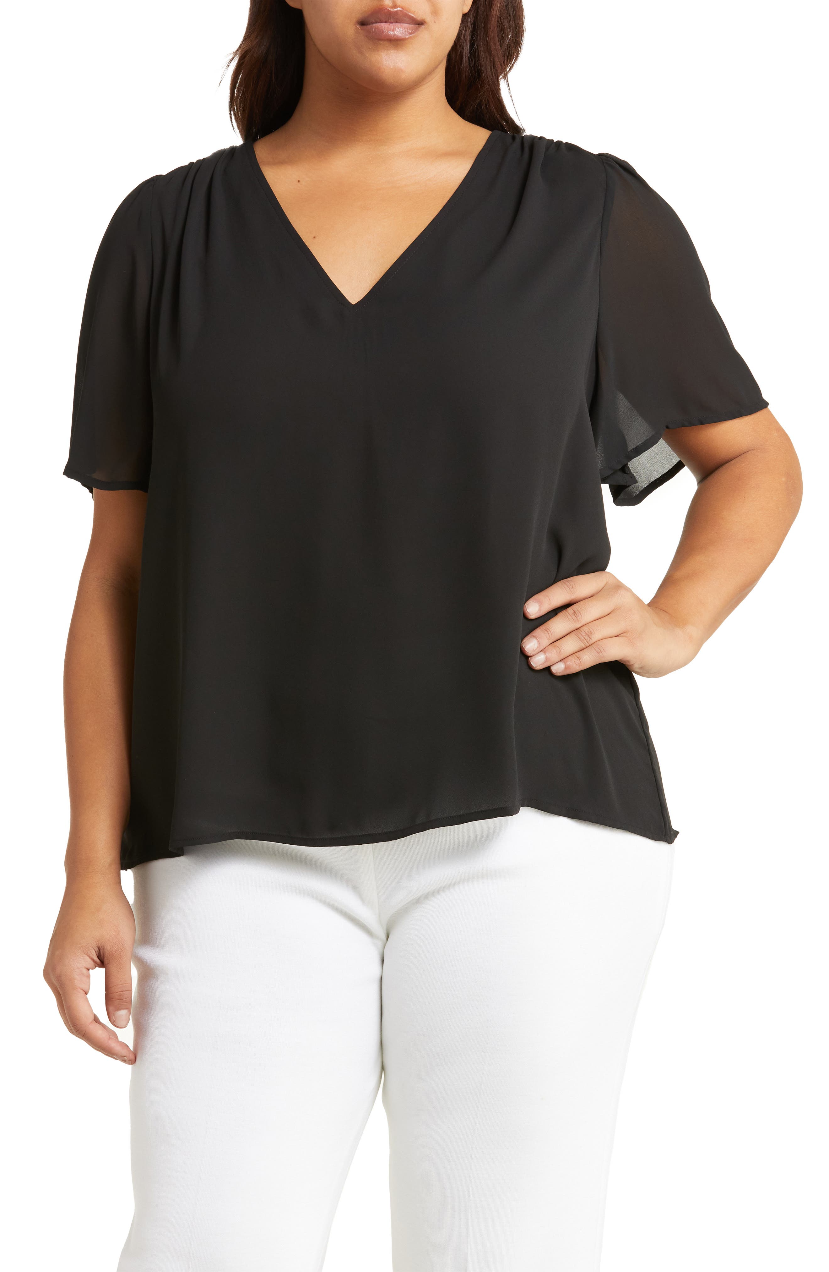 NORDSTROM RACK V-Neck Flutter Sleeve Top | Nordstromrack