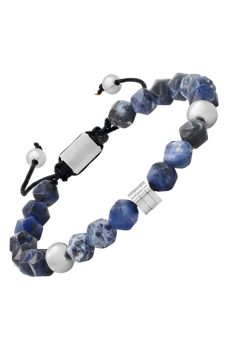 HMY JEWELRY Men's Stainless Steel Fancy Cut Blue Lapis Stone Beaded ...