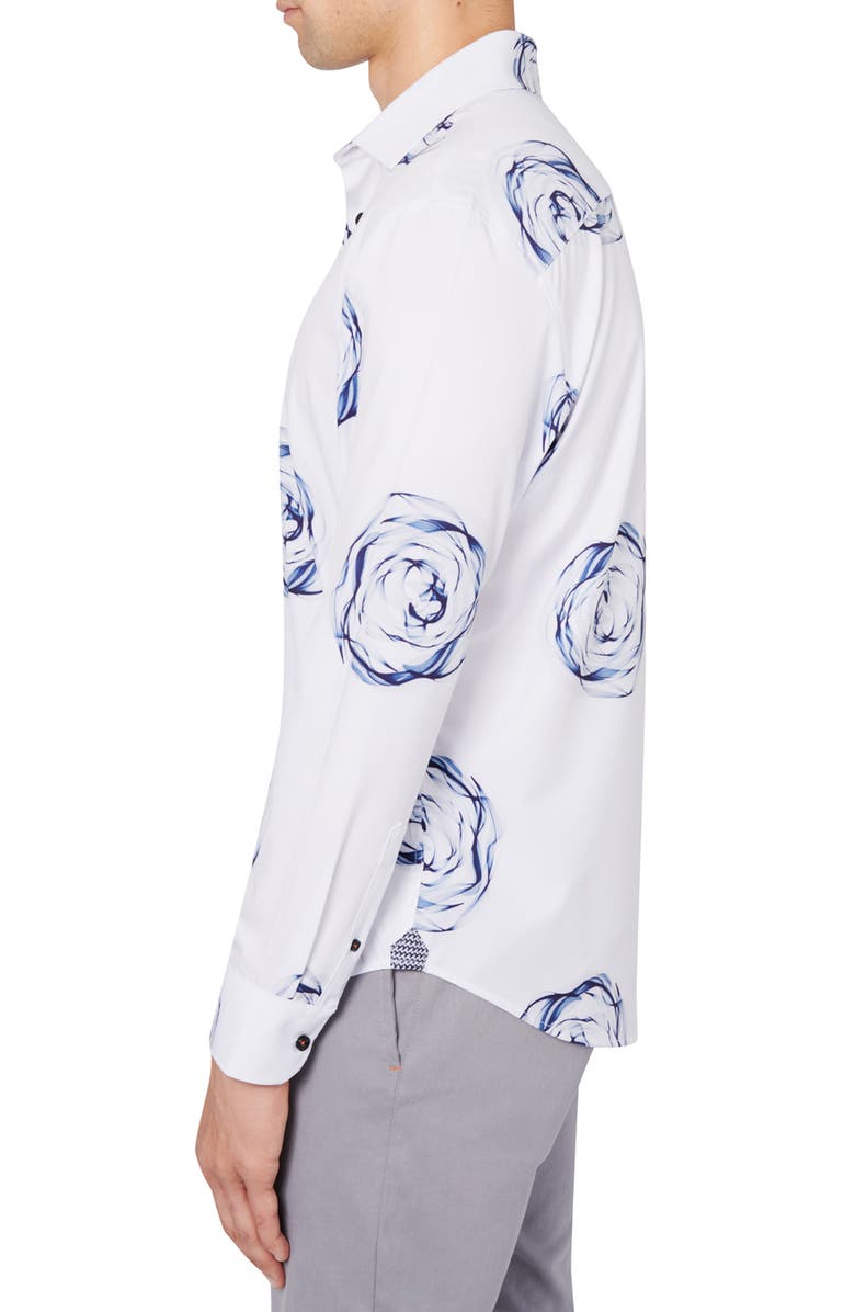 Tallia White Rose Floral Button-Down | Nordstromrack