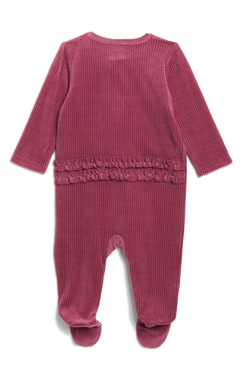 KOALA BABY Velour Ruffle Footie & Faux Fur Pom Pom Beanie | Nordstromrack