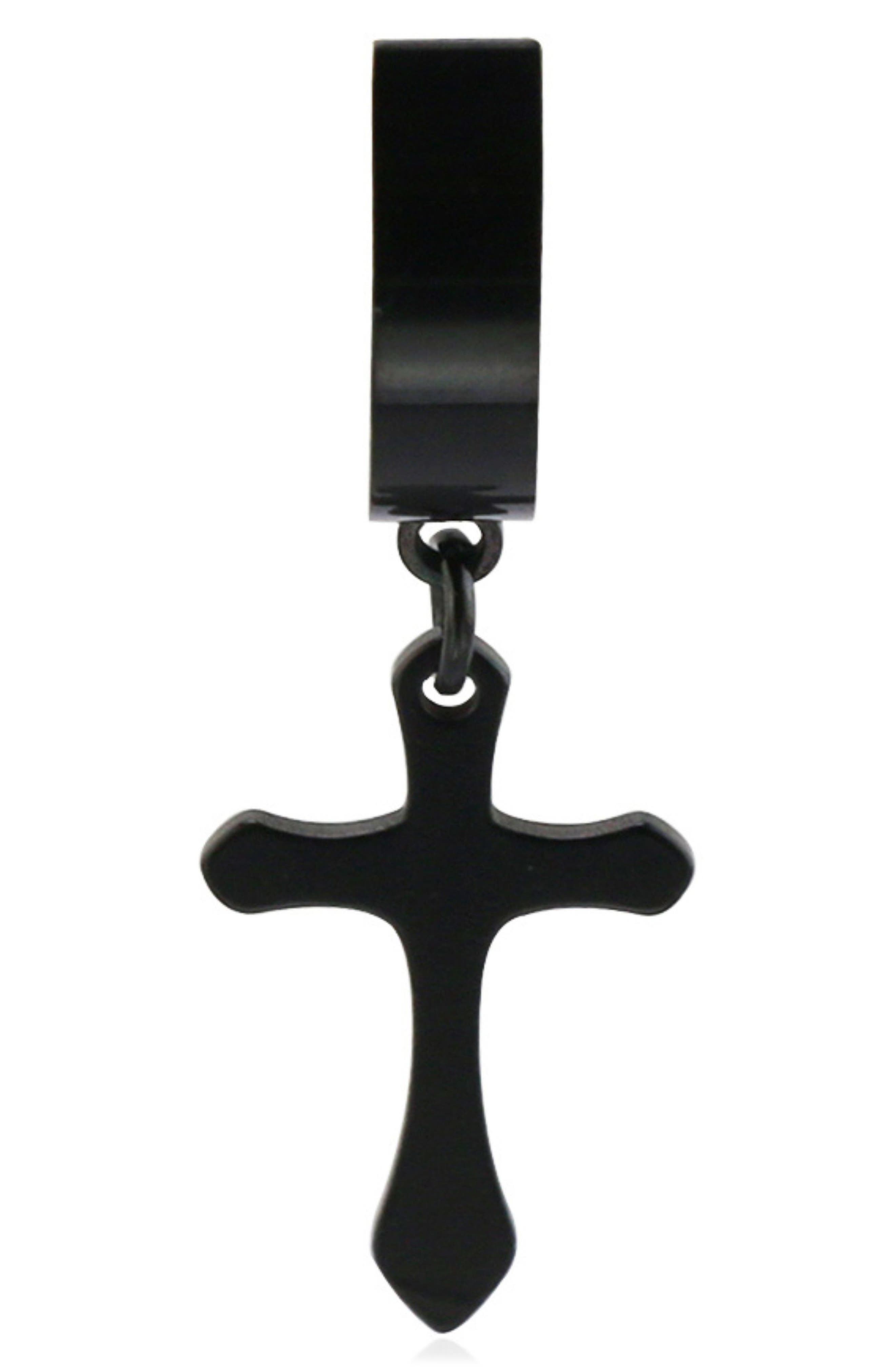 REBL Cross Drop Huggie Hoop Earrings | Nordstromrack
