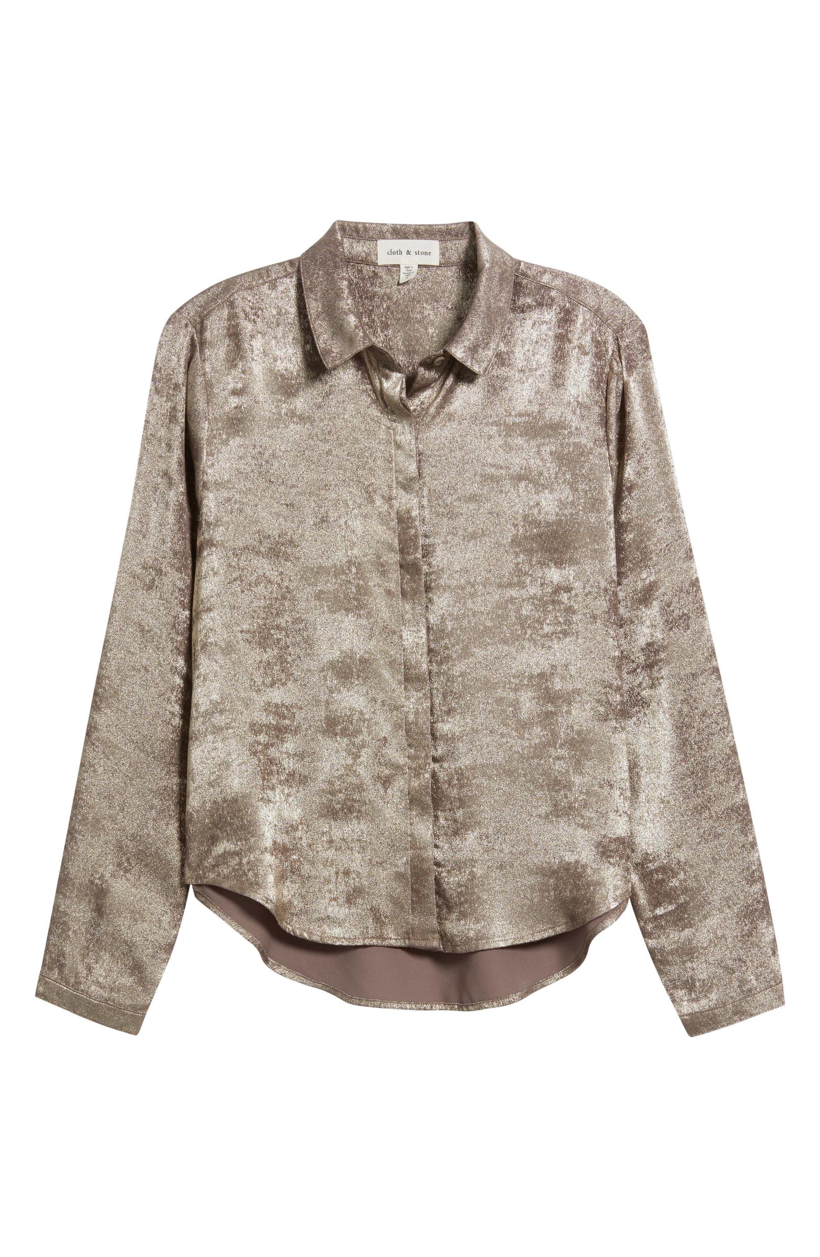 Cloth & Stone Hidden Placket Velvet Button-Up Blouse | Nordstromrack