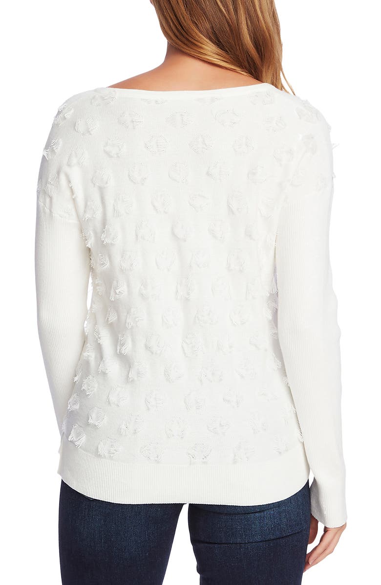 Vince Camuto Floating Fringe Dot V-Neck Sweater | Nordstromrack