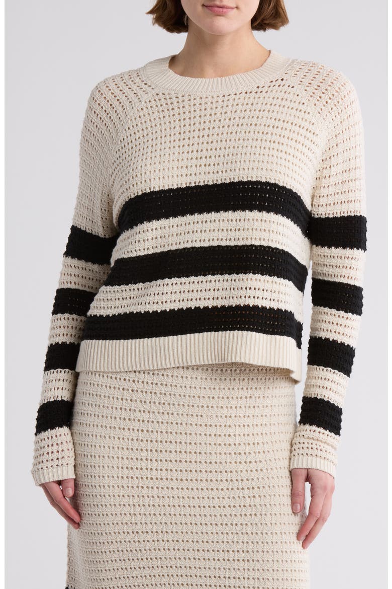 RACHEL Rachel Roy Crochet Stitch Stripe Sweater (Women) | Nordstromrack