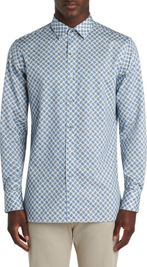 Bugatchi Shaped Fit Print Cotton Button-Up Shirt | Nordstromrack