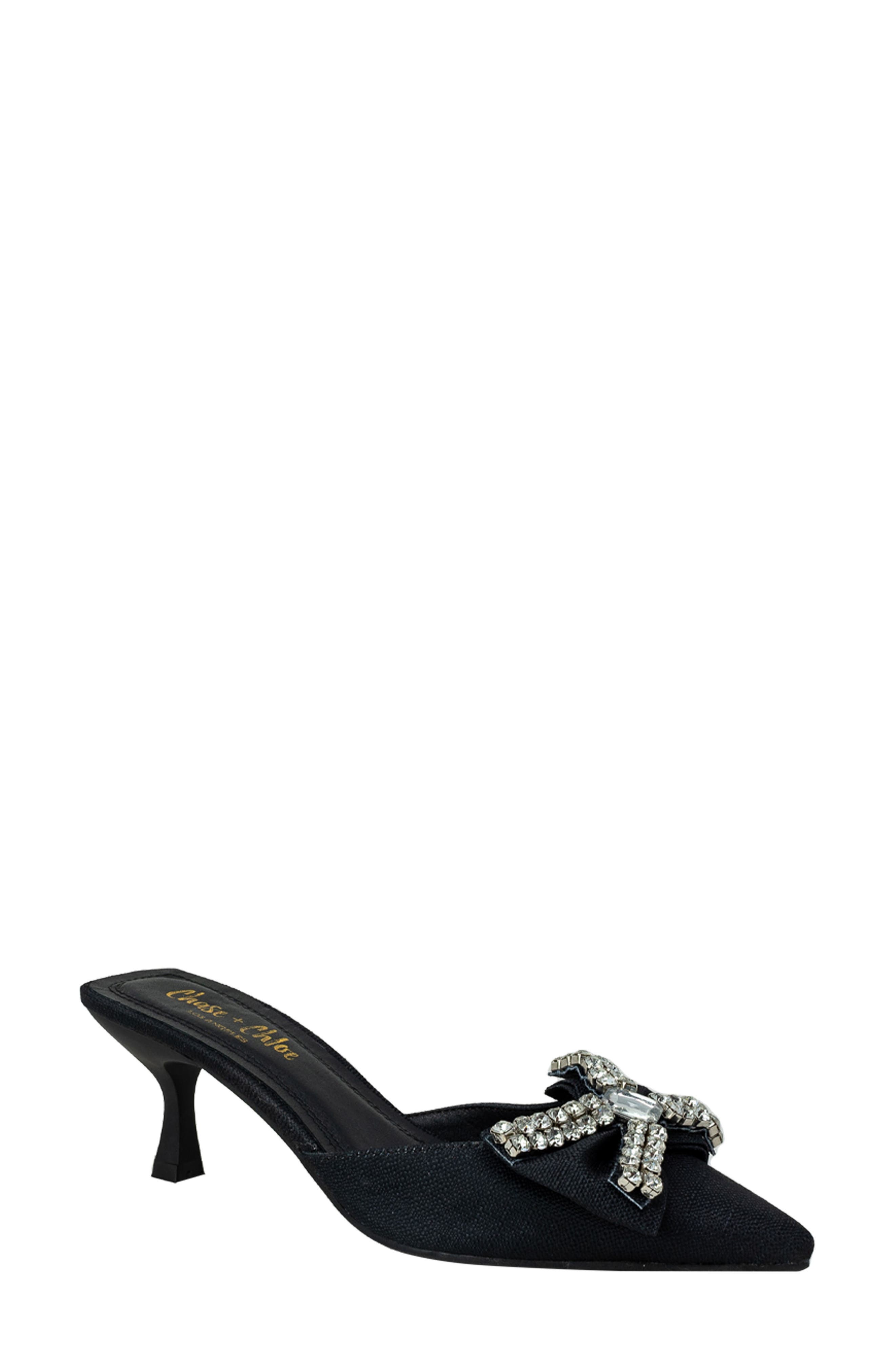CHASE AND CHLOE Maisey Crystal Embellished Bow Mule (Women) | Nordstromrack