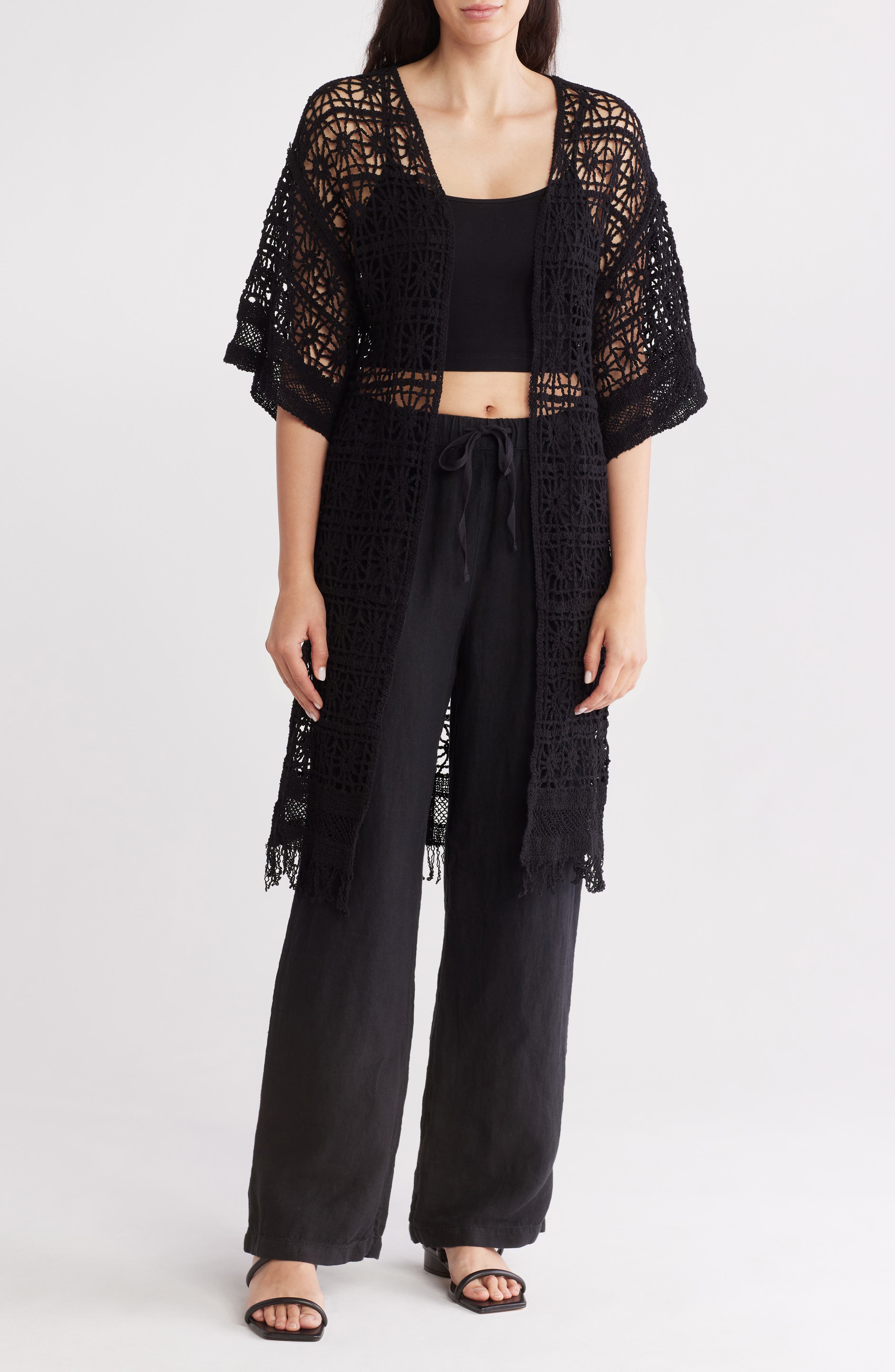AREA STARS Open Knit Cardigan Duster | Nordstromrack