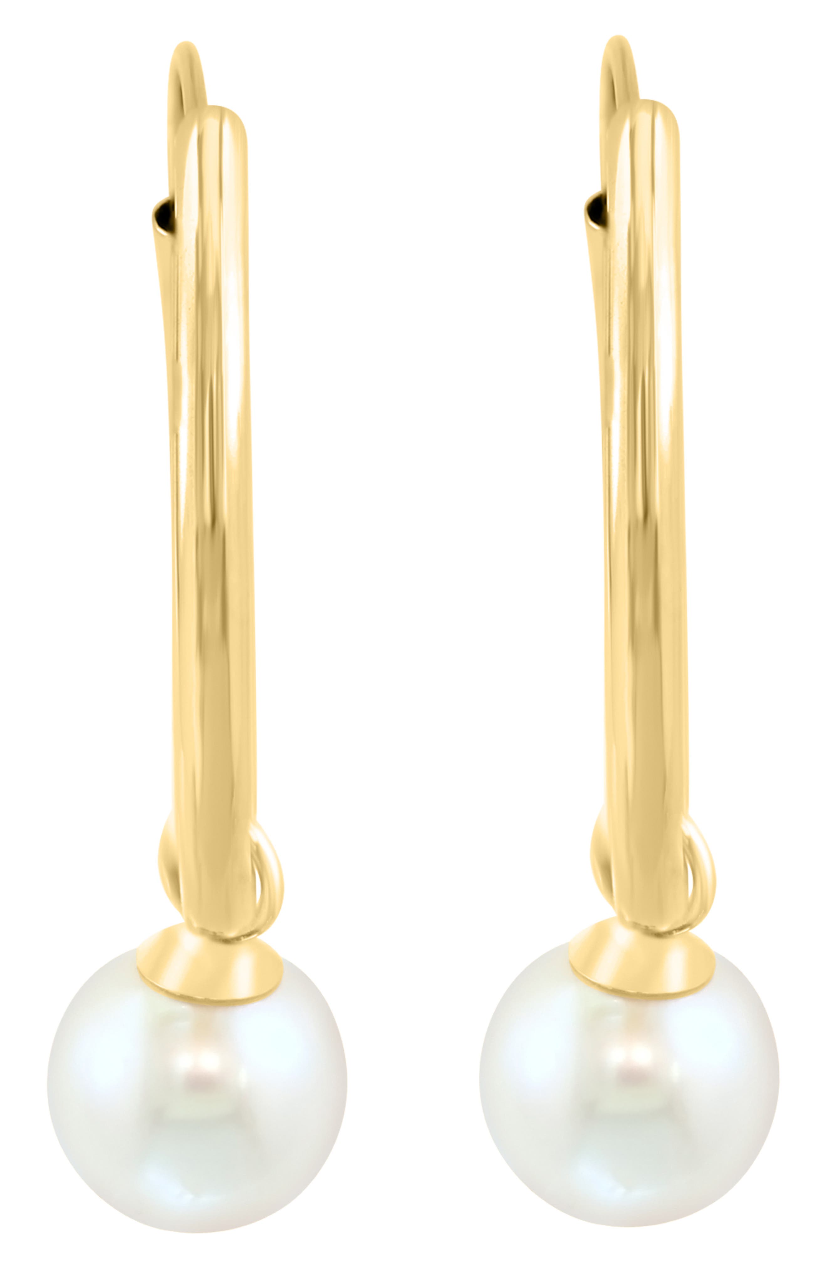 EFFY 14K Yellow Gold Freshwater Pearl Drop Hoop Earrings | Nordstromrack
