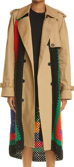 MONSE Crochet Inset Trench Coat | Nordstrom