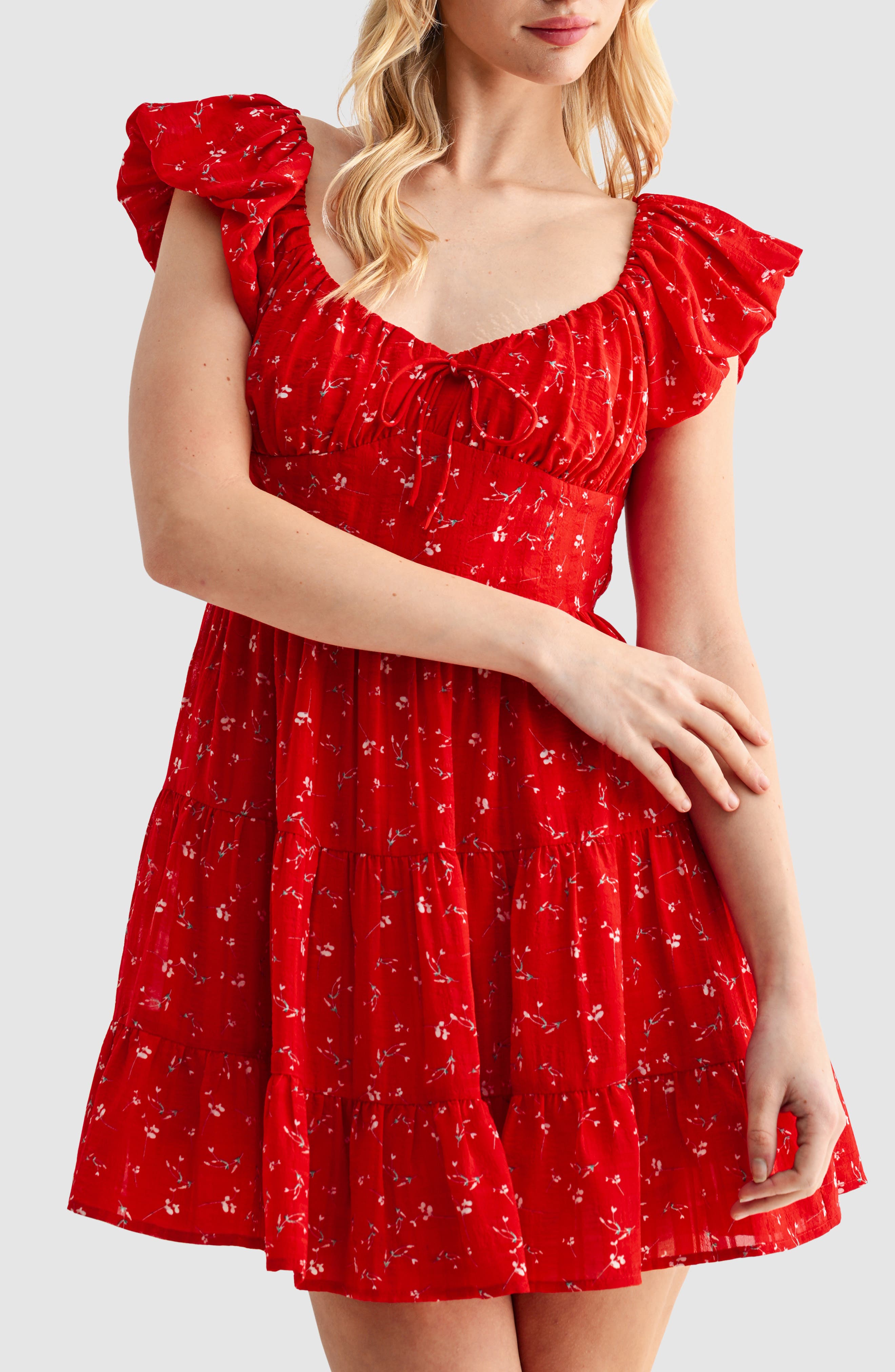 Lush Floral Puff Sleeve Fit & Flare Minidress | Nordstromrack