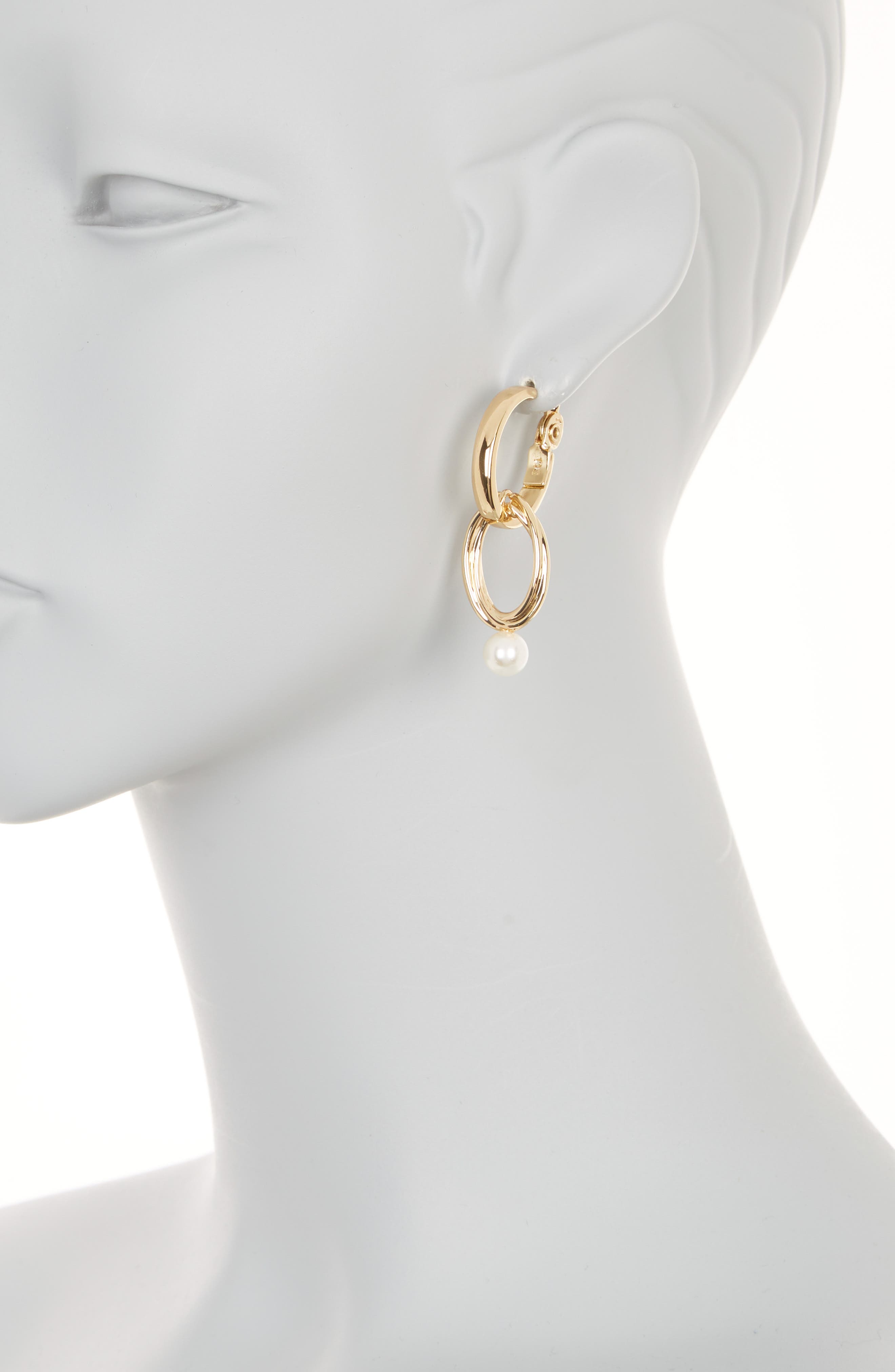 Anne Klein Imitation Pearl Double Link Clip Earrings | Nordstromrack