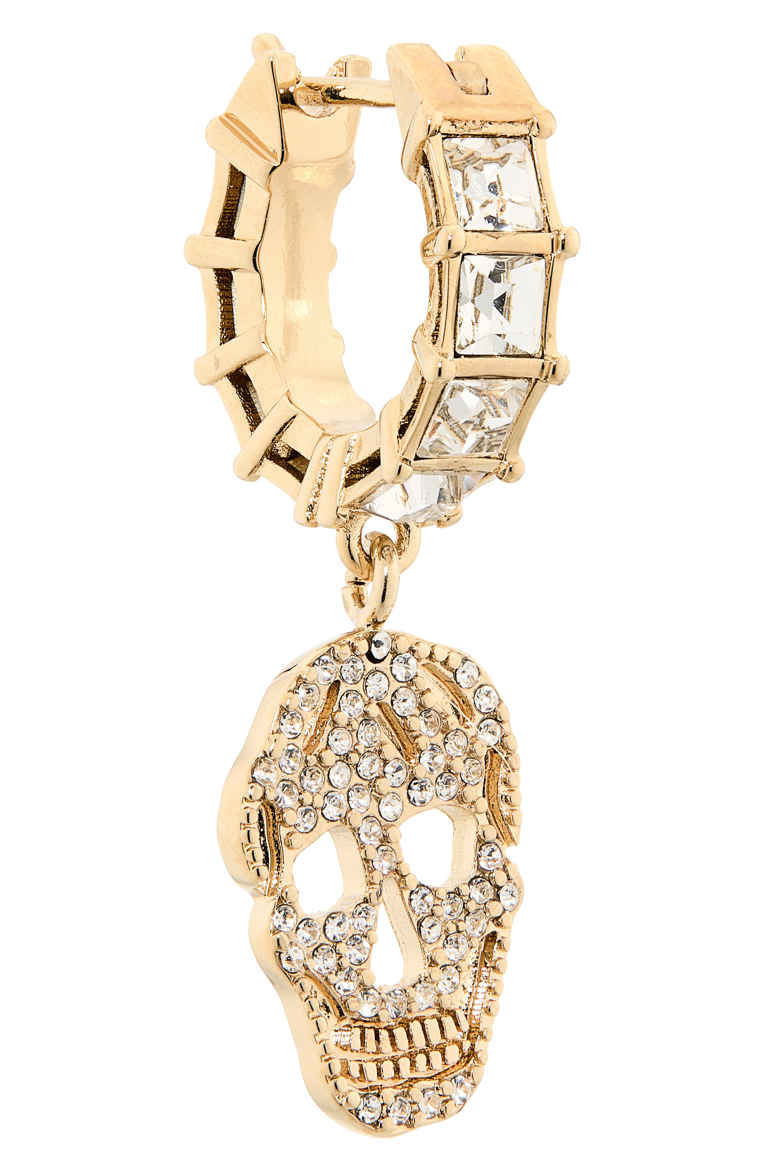 McQueen Pavé Skull Hoop Drop Earrings | Nordstrom