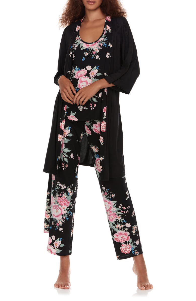 Flora Nikrooz Payton Wrap Robe, Tank & Pants Pajamas | Nordstromrack
