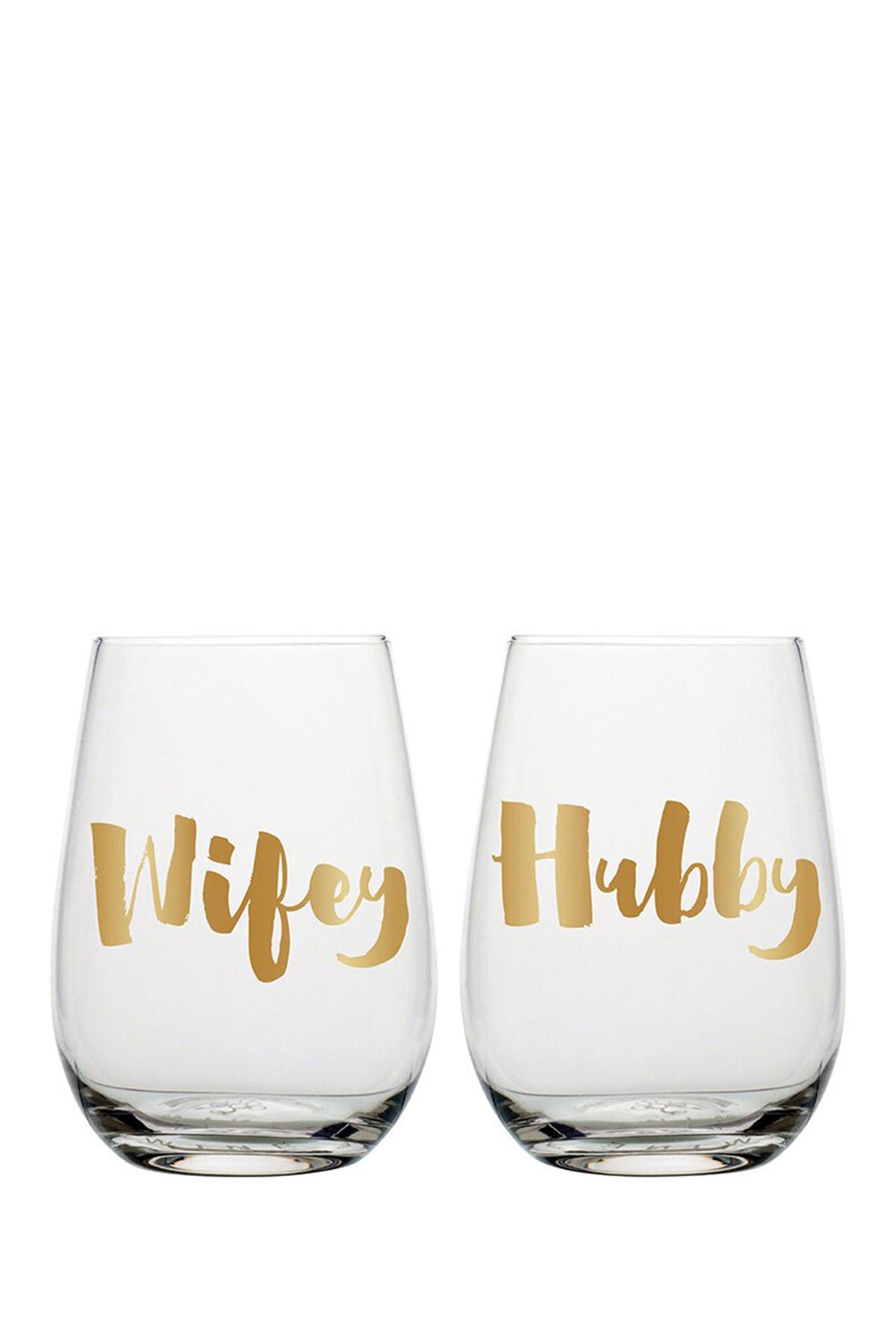 Slant Collections "Wifey" & "Hubby" Stemless Wine Glass Set | Nordstromrack