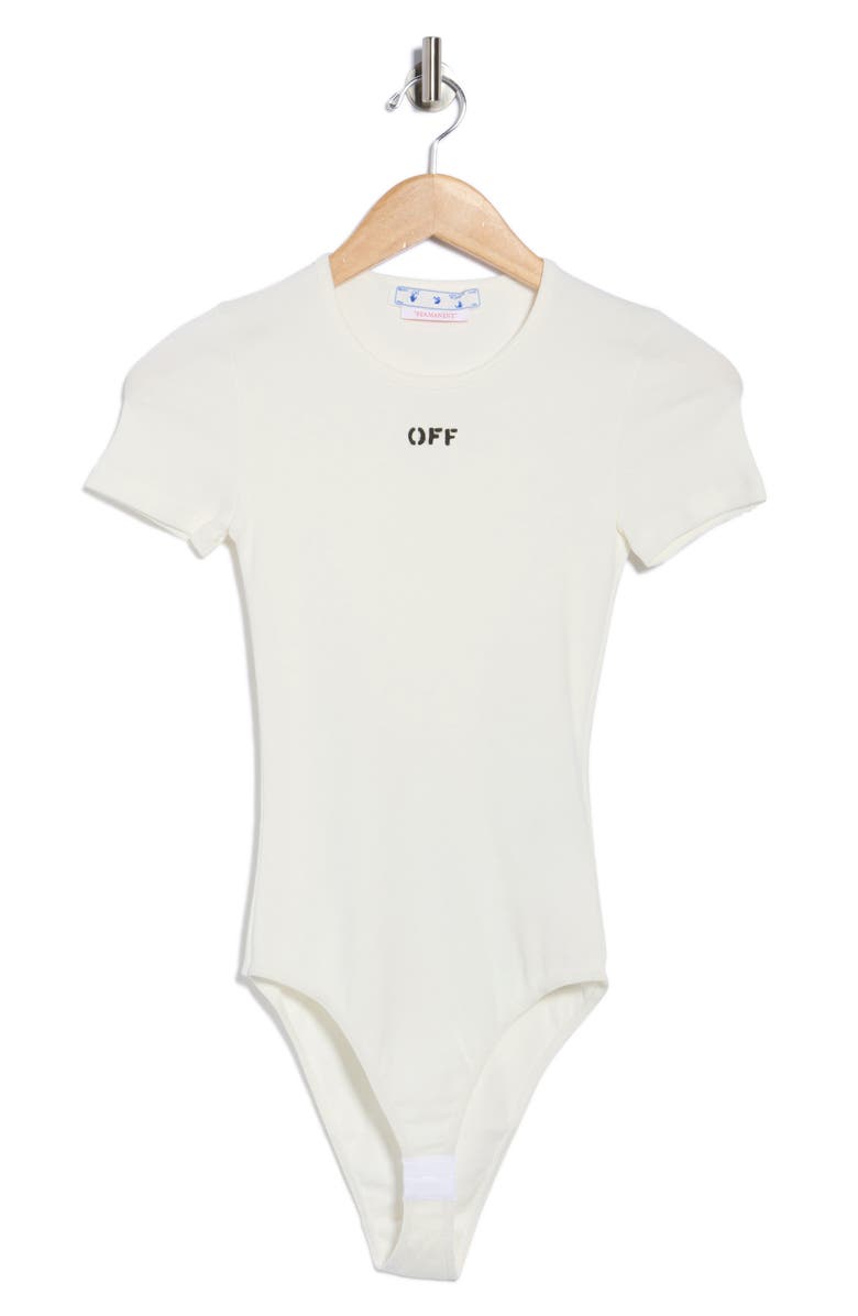 Off-White Off Stamp Ribbed Short Sleeve Bodysuit | Nordstromrack