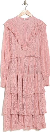 Rachel Parcell Long Sleeve Ruffle Lace Midi Dress | Nordstromrack