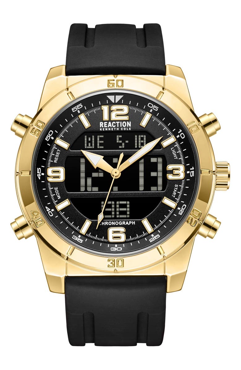 Kenneth Cole Reaction Ana-Digi Silicone Strap Watch, 48mm | Nordstromrack