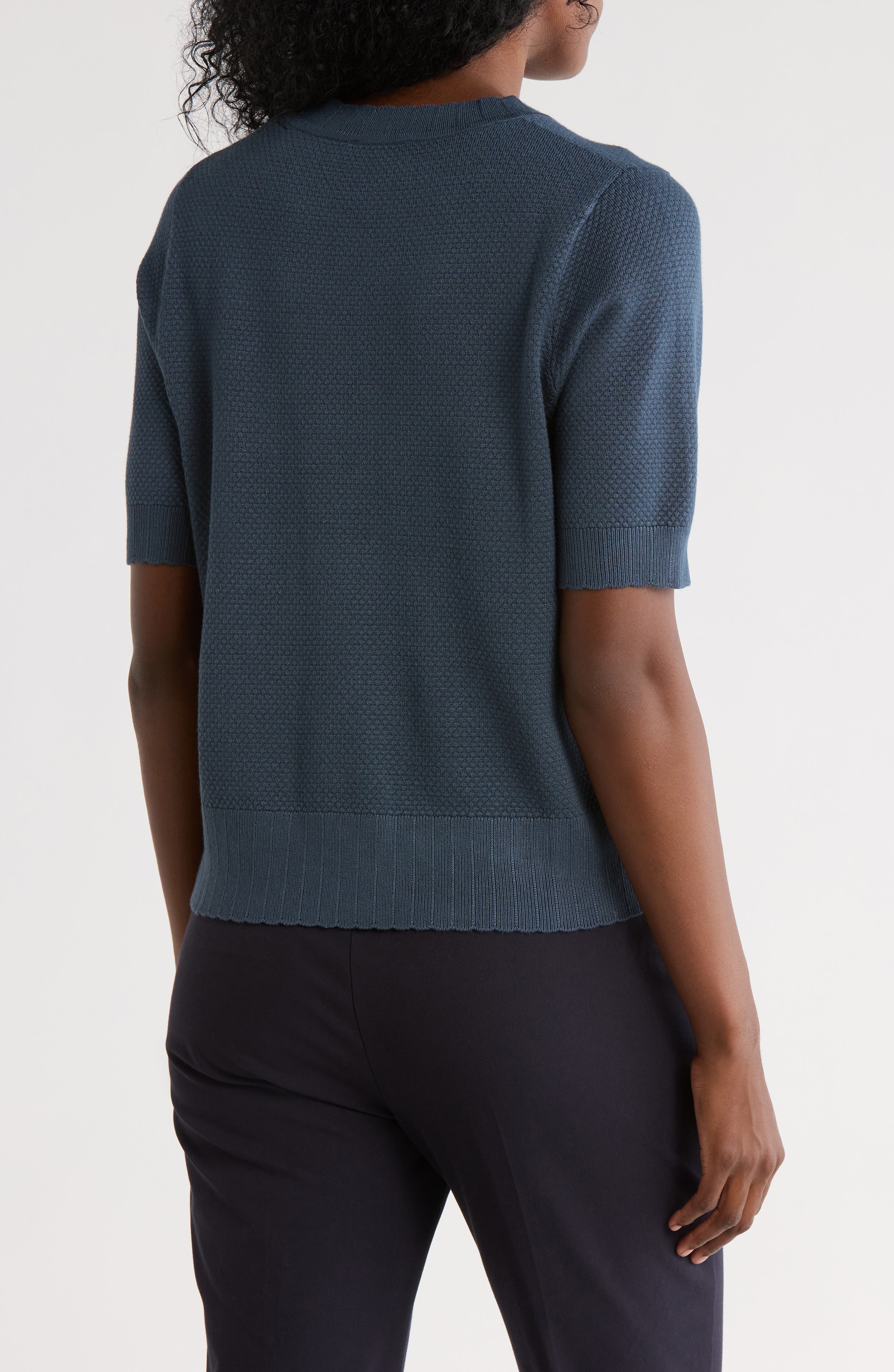 Adrianna Papell Scalloped Short Sleeve Sweater | Nordstromrack