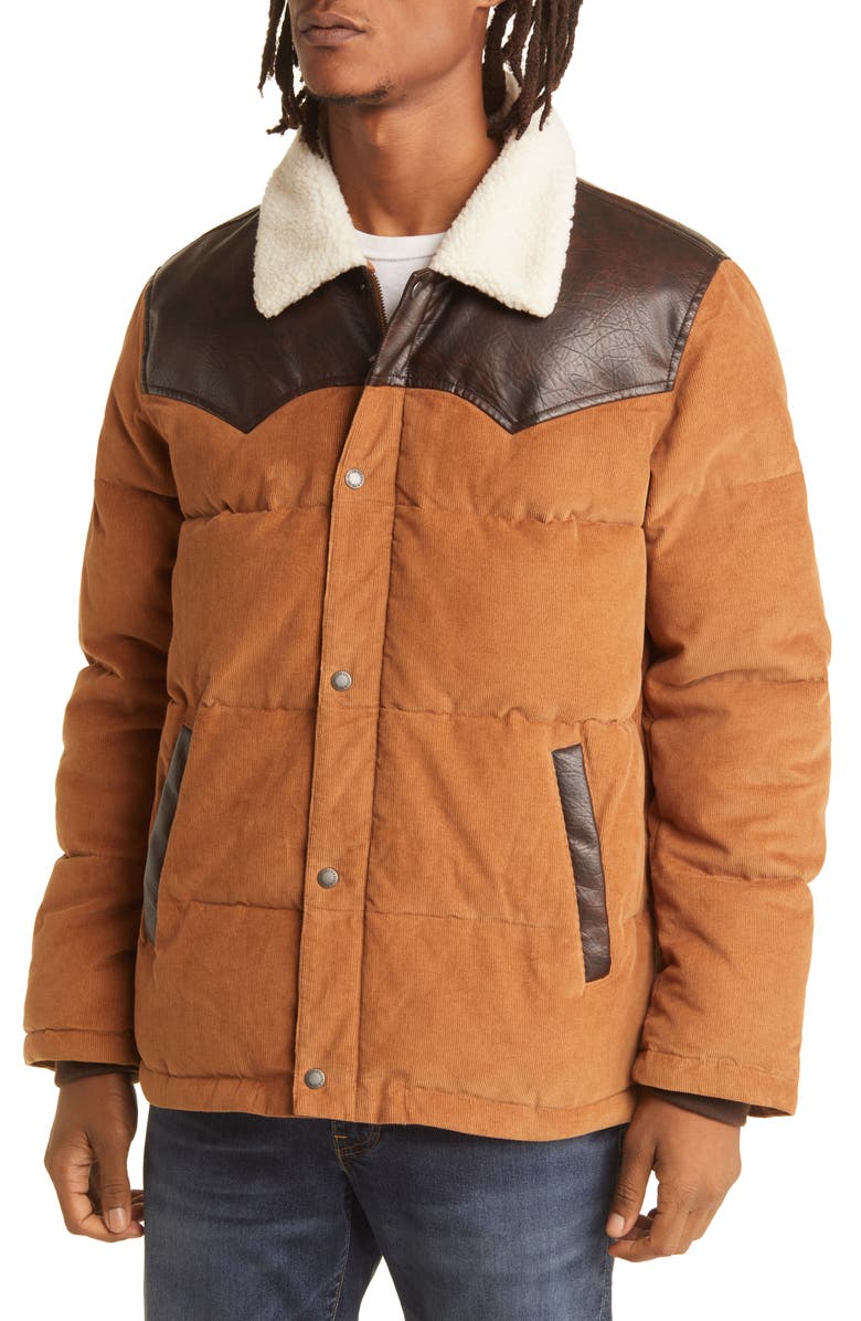 Levi's Yellowstone Western Corduroy Puffer Jacket with Faux Shearling ...