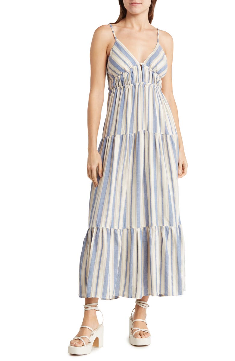 Angie Peek-a-Boo Stripe Tiered Maxi Dress | Nordstromrack