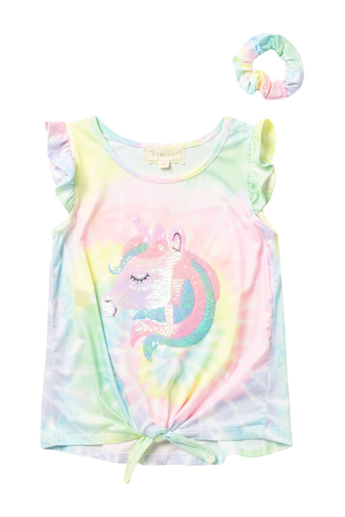 BTWEEN Ruffle Sleeve Brushed ITY Knit Unicorn Top | Nordstromrack