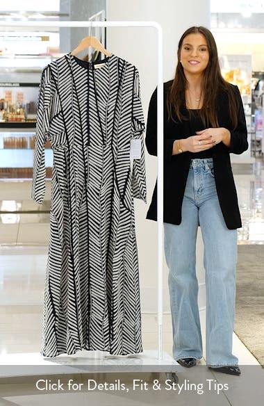 Du Paradis Mila Chevron Stripe Long Sleeve Maxi Dress | Nordstromrack