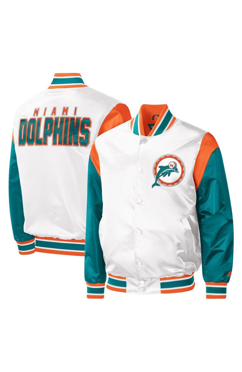 STARTER Men's Starter White Miami Dolphins Throwback Warm Up Pitch ...