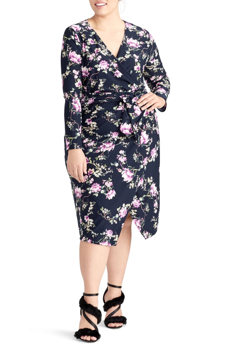 RACHEL Rachel Roy Floral Faux Wrap Dress | Nordstromrack
