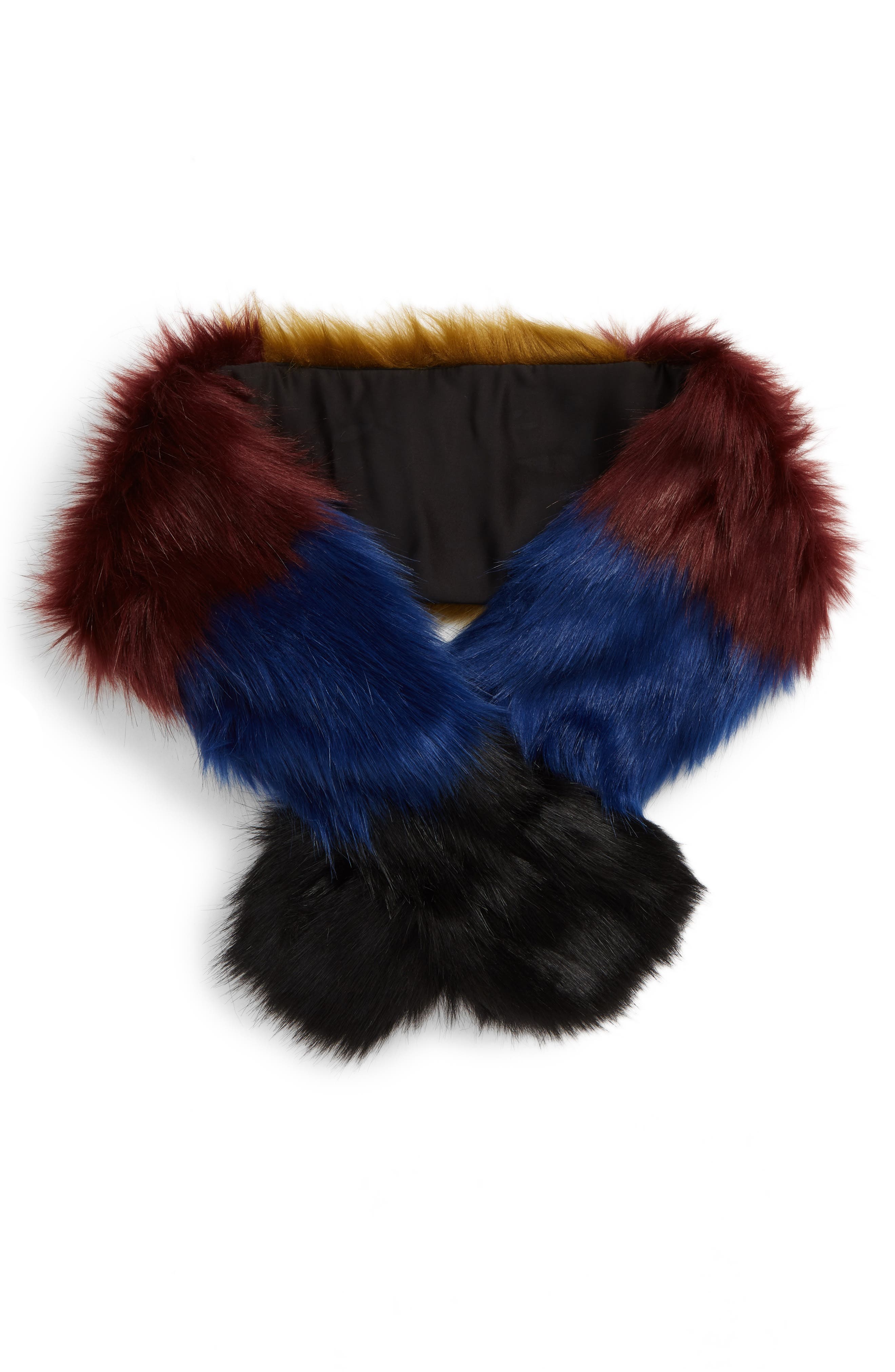 BP. Colorblock Faux Fur Pull Through Scarf | Nordstromrack