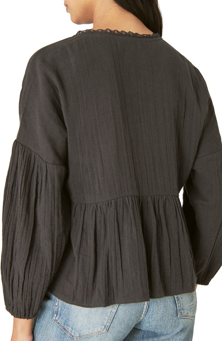 Lucky Brand Women's Long Sleeve Crochet Cotton Top | Nordstromrack